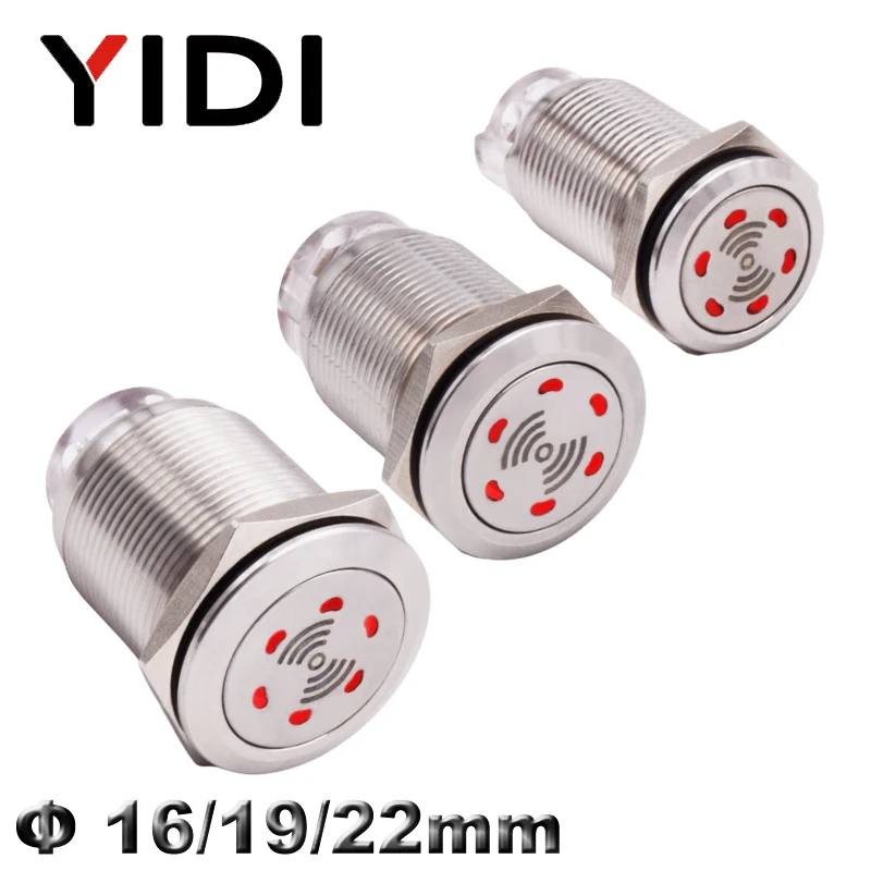 16mm-19mm-22mm-LED-Loud-Intermittent-Flashing-Warning-Light-Buzzer-12V ...