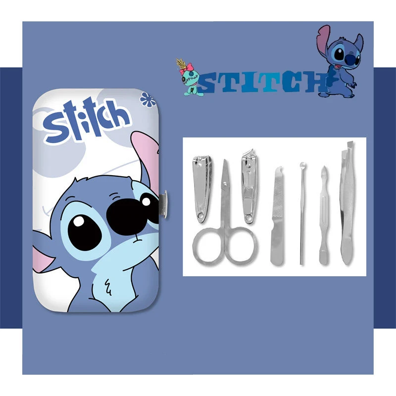 7Pcs Disney Stitch Professional Nail Clippers Manicure Set Stainless ...