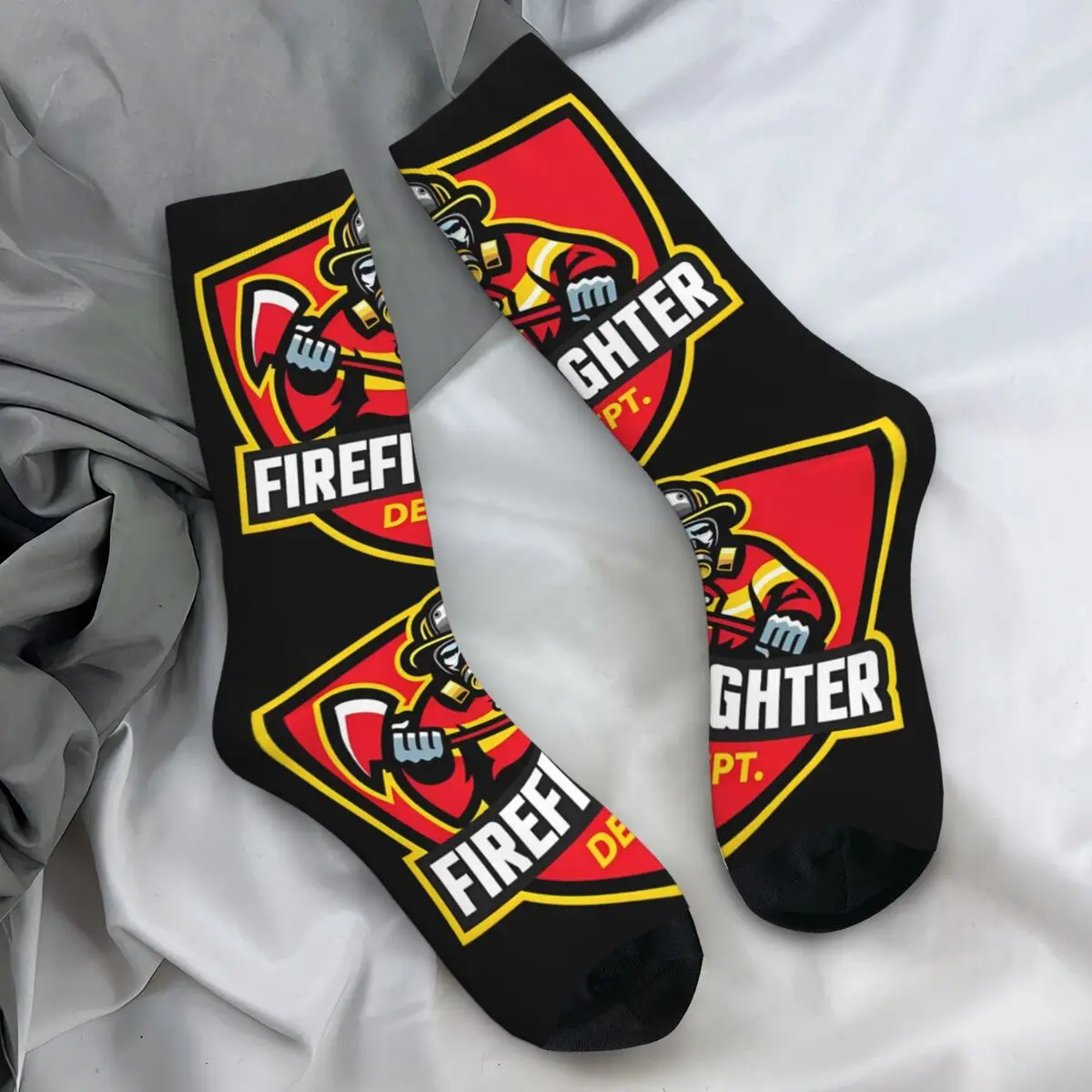 Firefighter Department Logo Stockings Printed Fashion Socks Autumn Anti ...