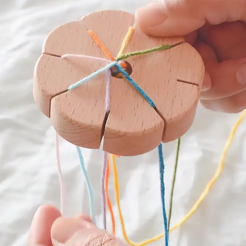 Wood-Round-Square-Bracelet-Knitting-Disc-Disk-Tray-Braided-Rope-Knot ...