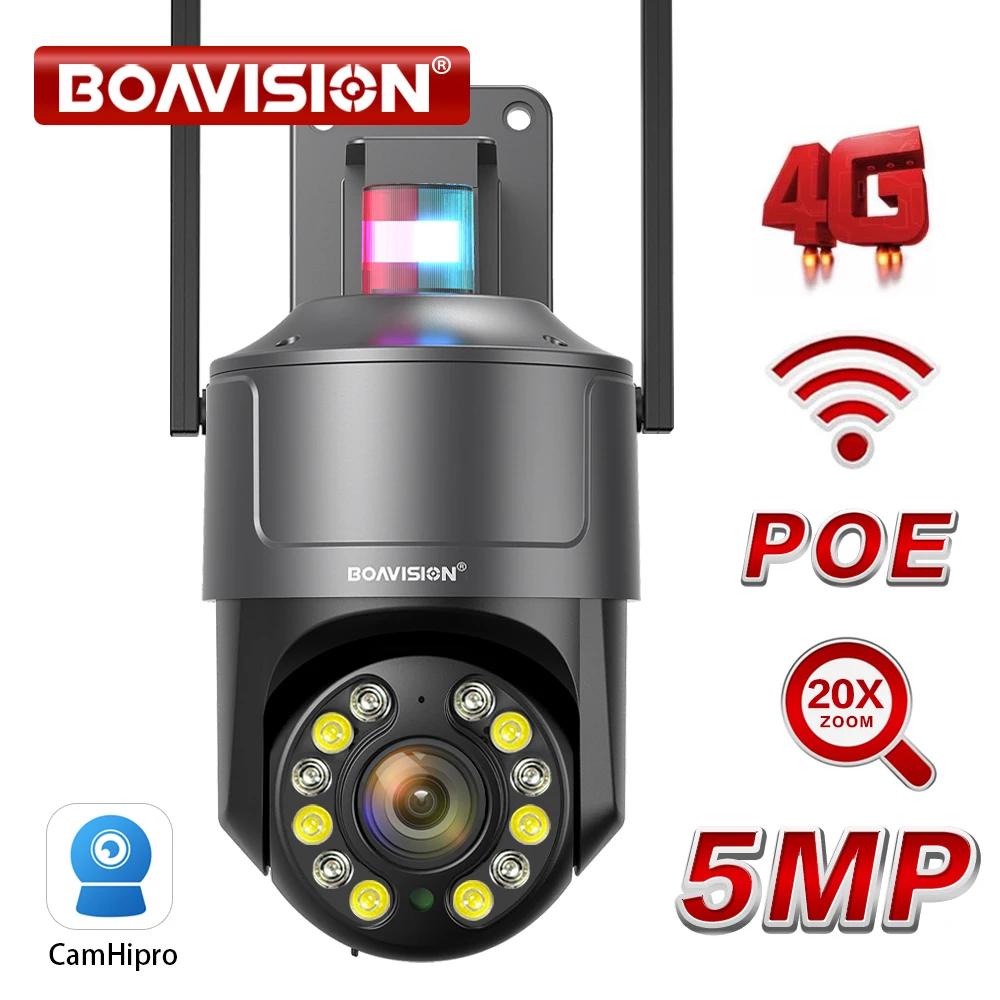 5MP 20X Zoom Outdoor Surveillance Camera PTZ WIFI 4G POE Red Blue ...
