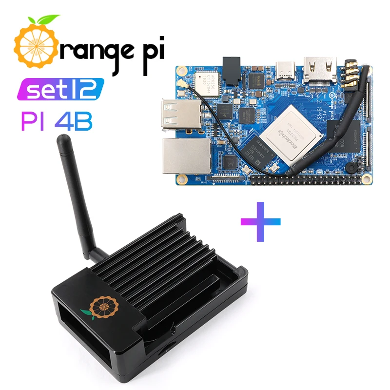 Laranja Pi 4b + Concha De Metal (antena) ,16gb Emmc Rockchip Rk3399 Npu Spa2801s Único ...