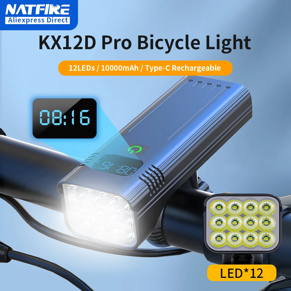 Natfire 12 Led Bike Light 4800 Lumen Usb C Rechargeable Aluminum Mtb ...