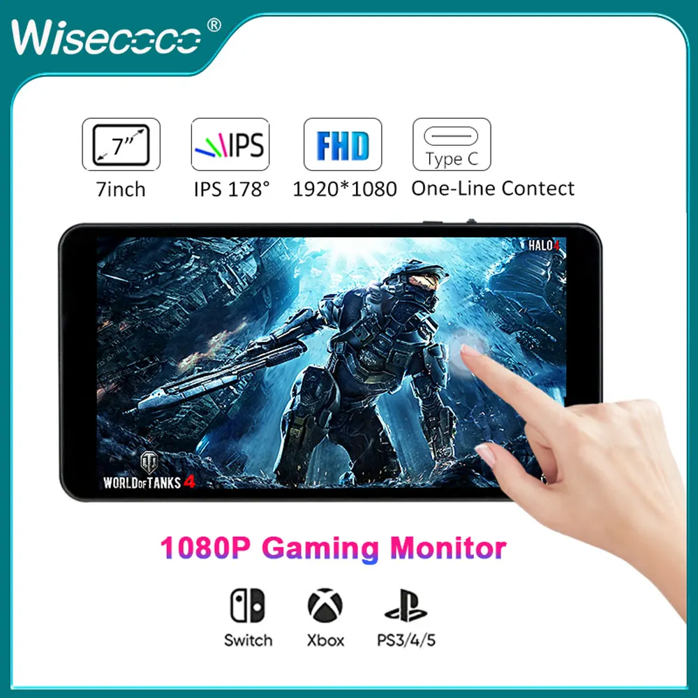 Wisecoco-7-Inch-1920x1080-FHD-Portable-Monitor-Touch-IPS-HDMI-Computer ...
