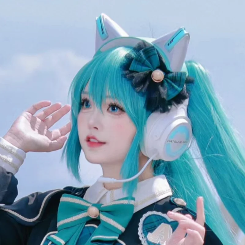 Hatsune Miku Headworn Wired Bluetooth Cat Ear Earphones Anime ...
