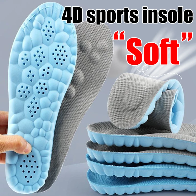 4D Latex Massage Insole Orthopedic Sport Insoles Soft Breathable High ...