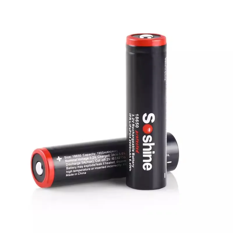 Soshine 3.2V 18650 2000mAh LifePO4 Battery with Protected Positive ...