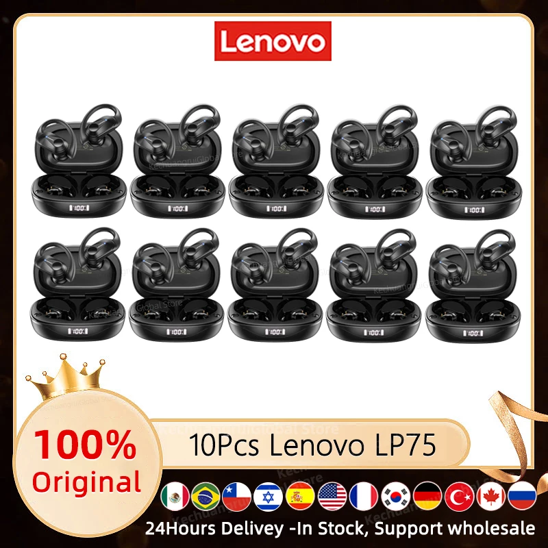 Lenovo-auriculares-inal-mbricos-LP75-TWS-cascos-deportivos-originales-con-Bluetooth-5-3-gancho ...