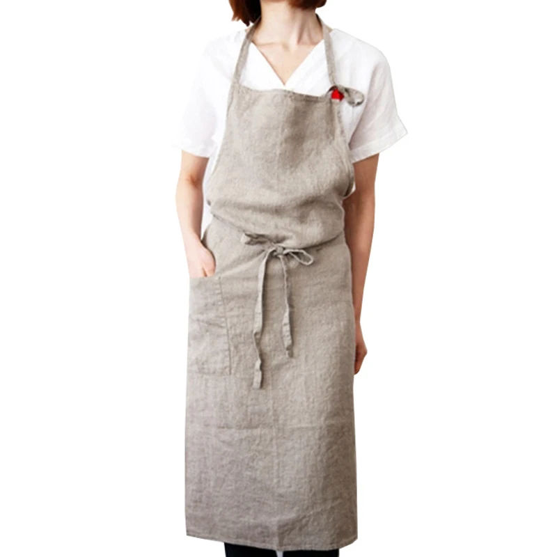 High-end Japanese korea apron linen and cotton fabric simple fashion ...