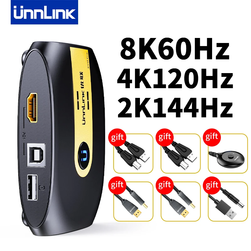 Unnlink-HDMI-USB-KVM-Switch-8K-60Hz-4K-120Hz-Video-Switch-2-Portas-com ...