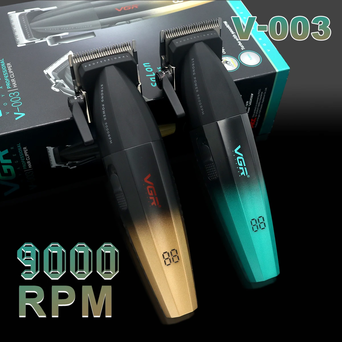 VGR V-003 Professional Hair Clipper 9000 RPM Ceramic Blade Full Metal ...