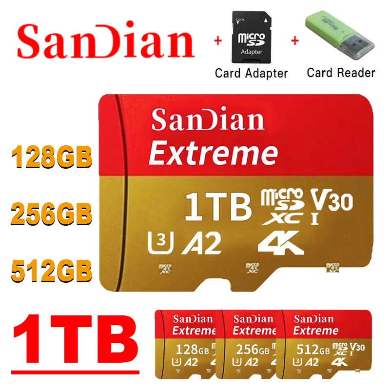 오리지널 마이크로 SD 메모리 카드 TF/SD 카드 128gb 256gb 512gb 1tb 미니 SD 카드 30mb/s Class10 카메라/전화 2023 신규, 마이크로 ...