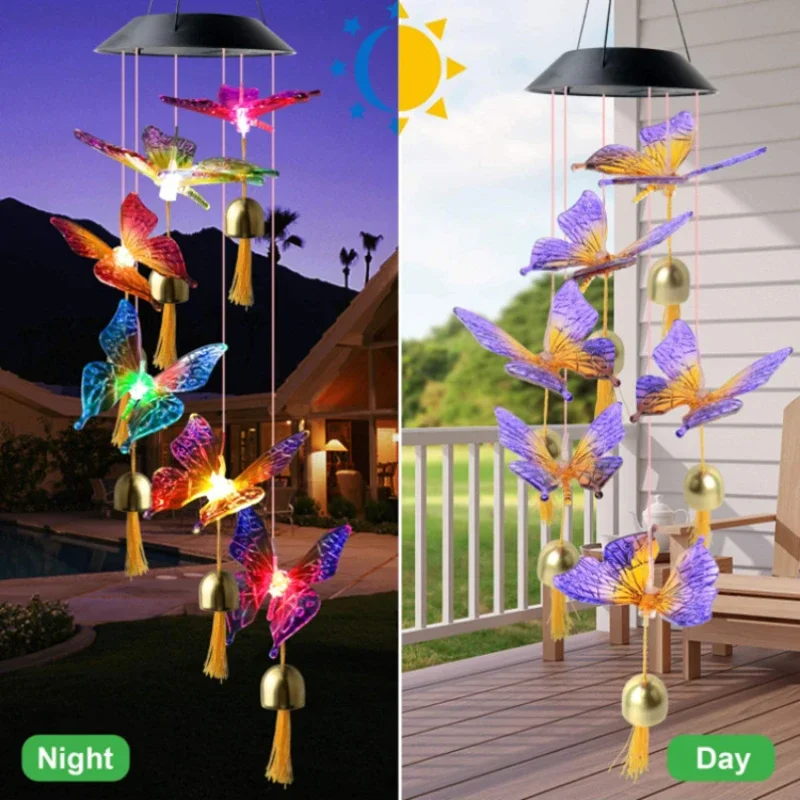 New-Solar-Power-Wind-Bells-Chime-Crystal-Ball-Hummingbird-Butterfly ...