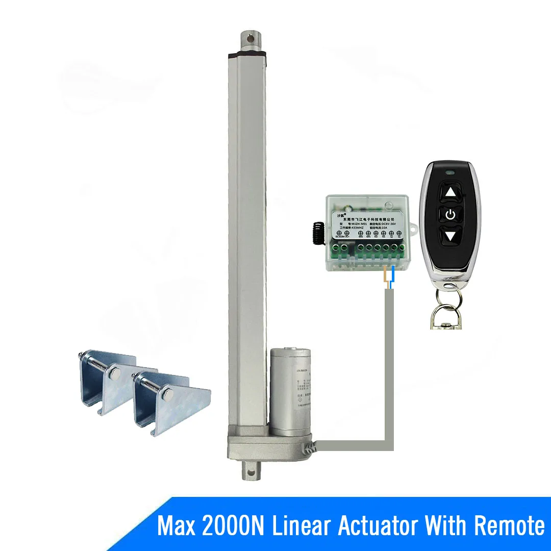 12V 24V Linear Actuator kit with Remote Controller Max 2000N Waterproof ...