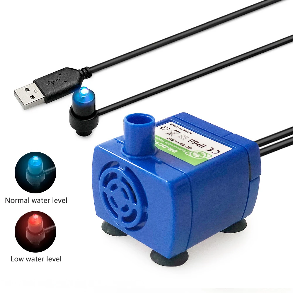 USB Pet Water Fountain Pump Replacement Low Noise Pump Motor with LED ...