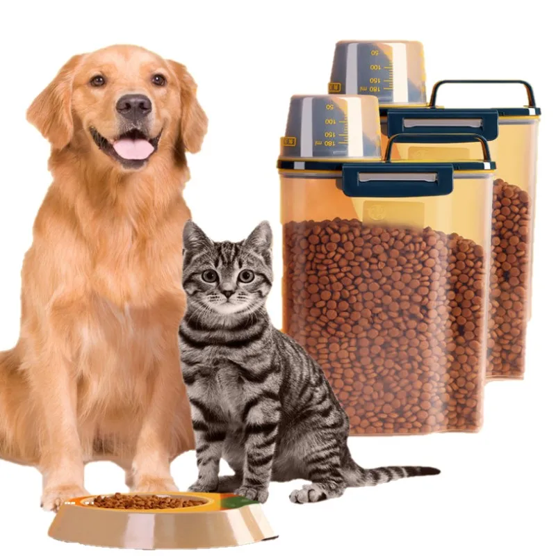 Dog-Cat-Food-Pail-Plastic-Storage-Tank-with-Measuring-Cup-Container ...