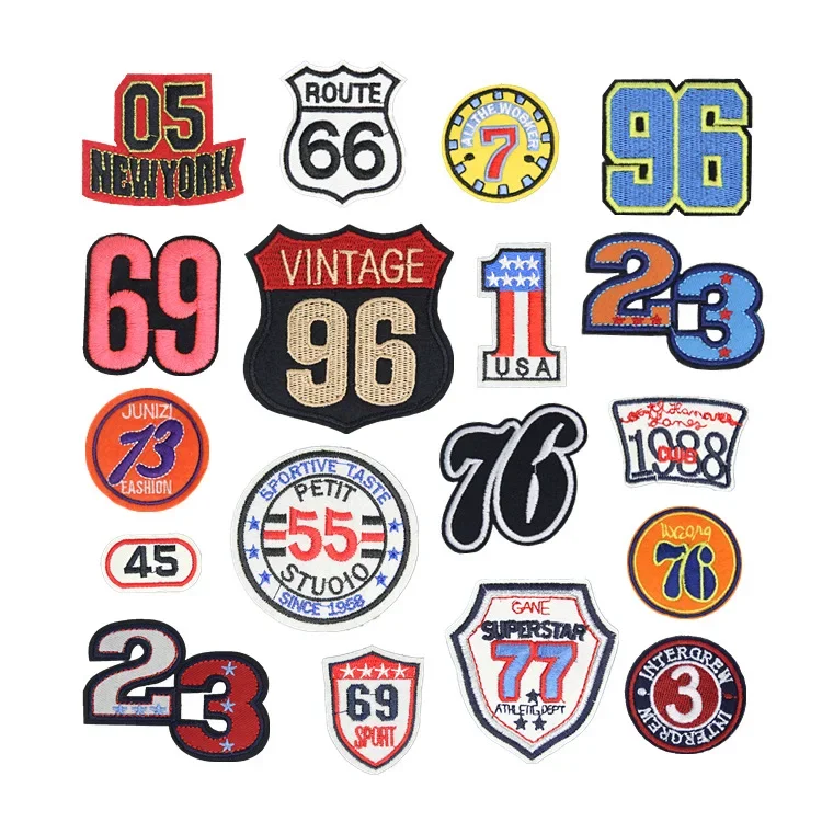 Vintage-Number-Embroidery-Iron-on-Patches-USA-First-Emblem-Digital ...