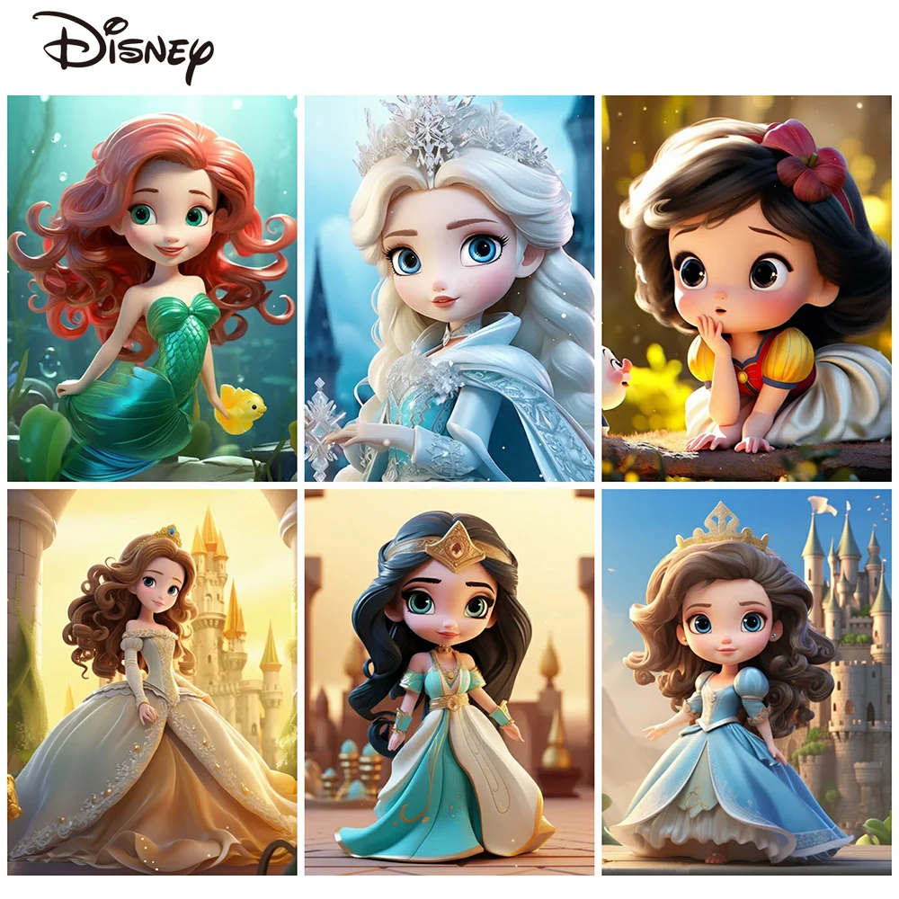 Disney-pintura-por-n-meros-de-sirena-Ariel-Blancanieves-Elsa-princesa ...
