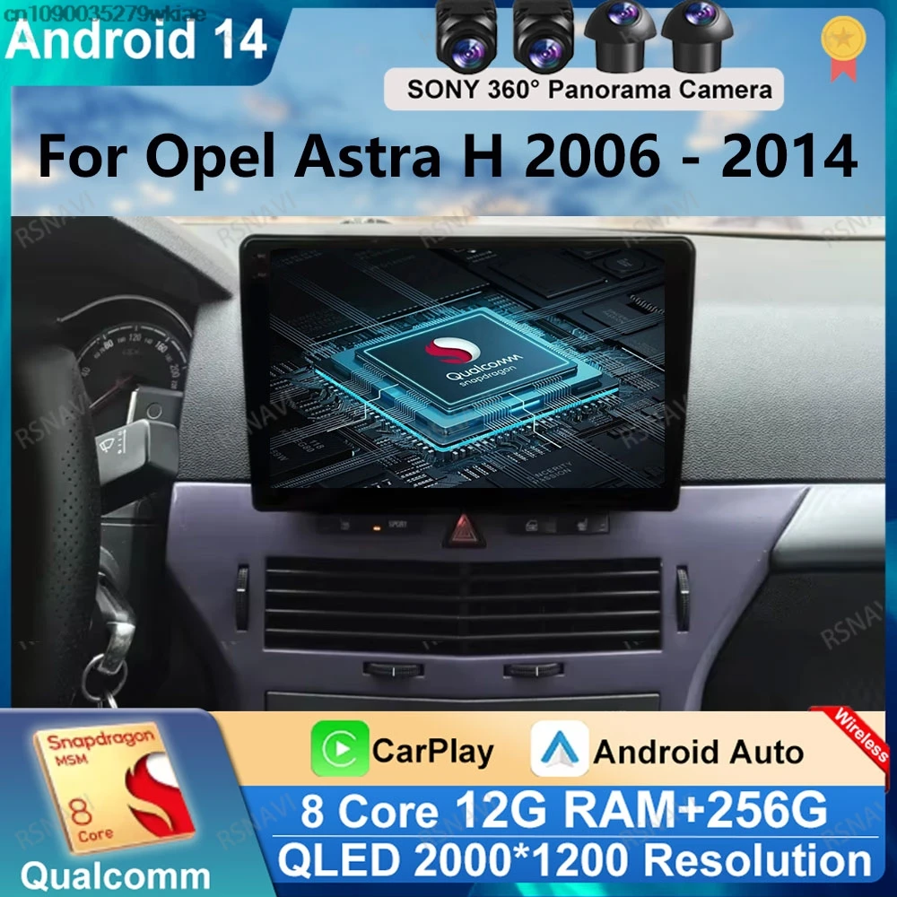 Android 14 Car Radio For Opel Astra H 2006 - 2014 Wireless Carplay Auto ...