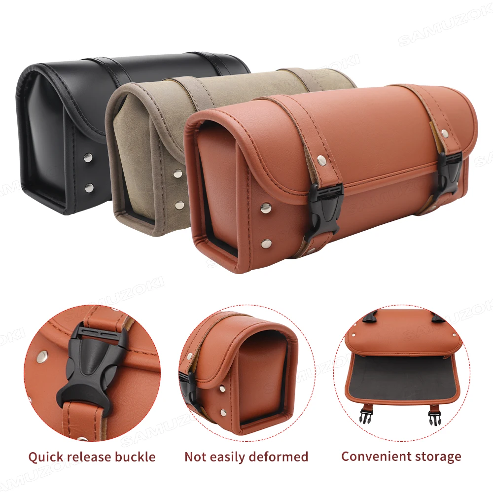Retro-Motorcycle-Saddle-Bags-Black-Brown-Leather-Motorbike-Side-Tool ...