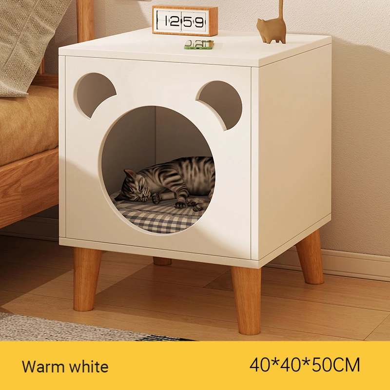 Solid-Wood-Bedside-Table-Cat-s-House-Modern-Bedroom-Bedside-Table ...