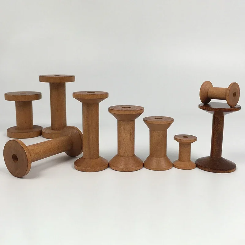 Vintage Wooden Spools DIY Reels Organizer for Sewing Ribbons Twine Wood ...