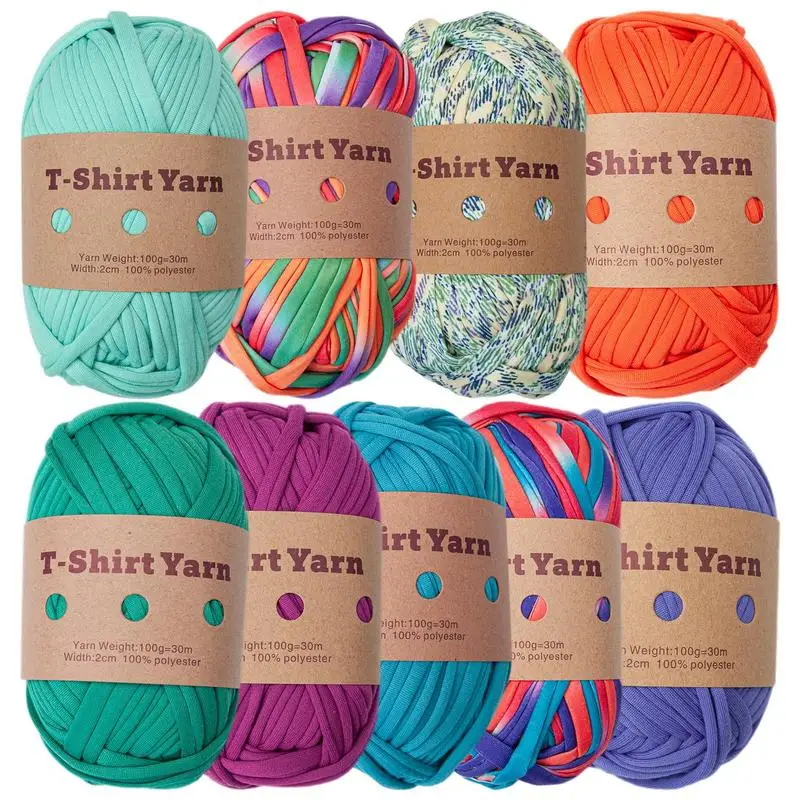 6-Rolls-T-Shirt-Yarn-For-Knitting-Blanket-Carpet-Handbag-Super-Soft ...