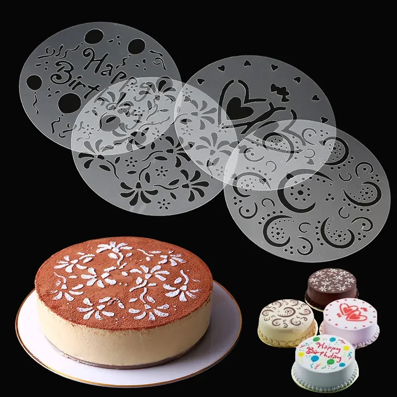 4-Pcs-Stencils-Flower-Cake-Plastic-Spray-Mold-Cake-Birthday-Decoration ...