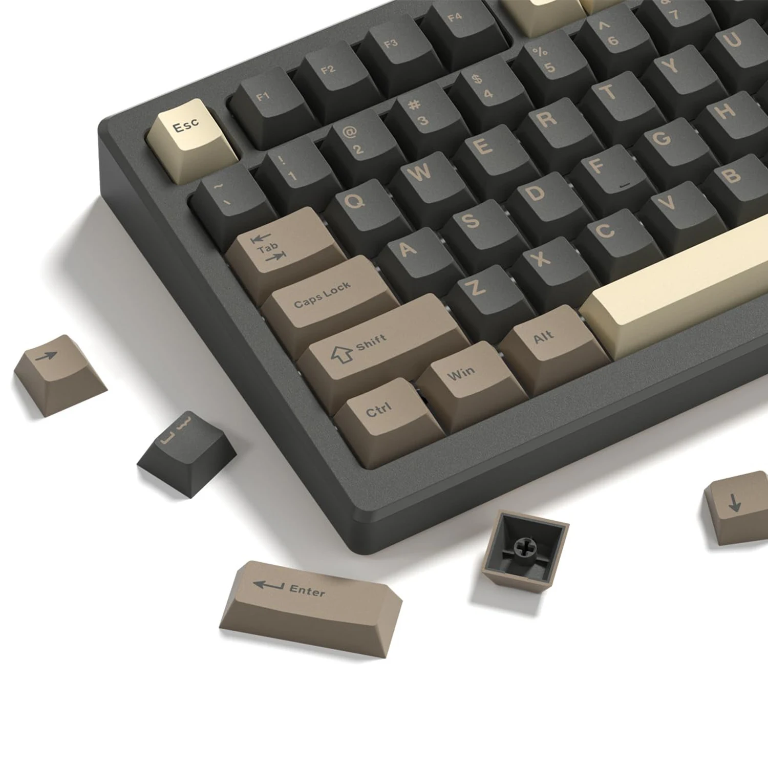 Womier-138-Keys-Retro-Brown-Gray-PBT-Keycap-Double-Shot-Cherry-Profile ...