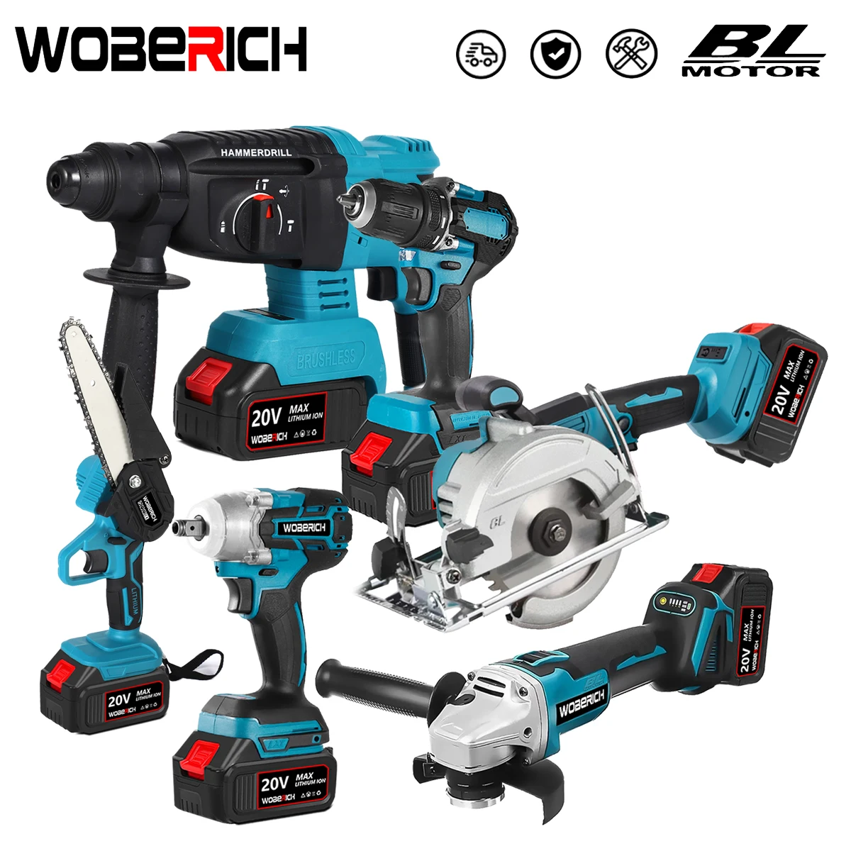 Combo-Kits-Power-Tools-Sets-Brushless-Electric-Cordless-Impact-Drill ...