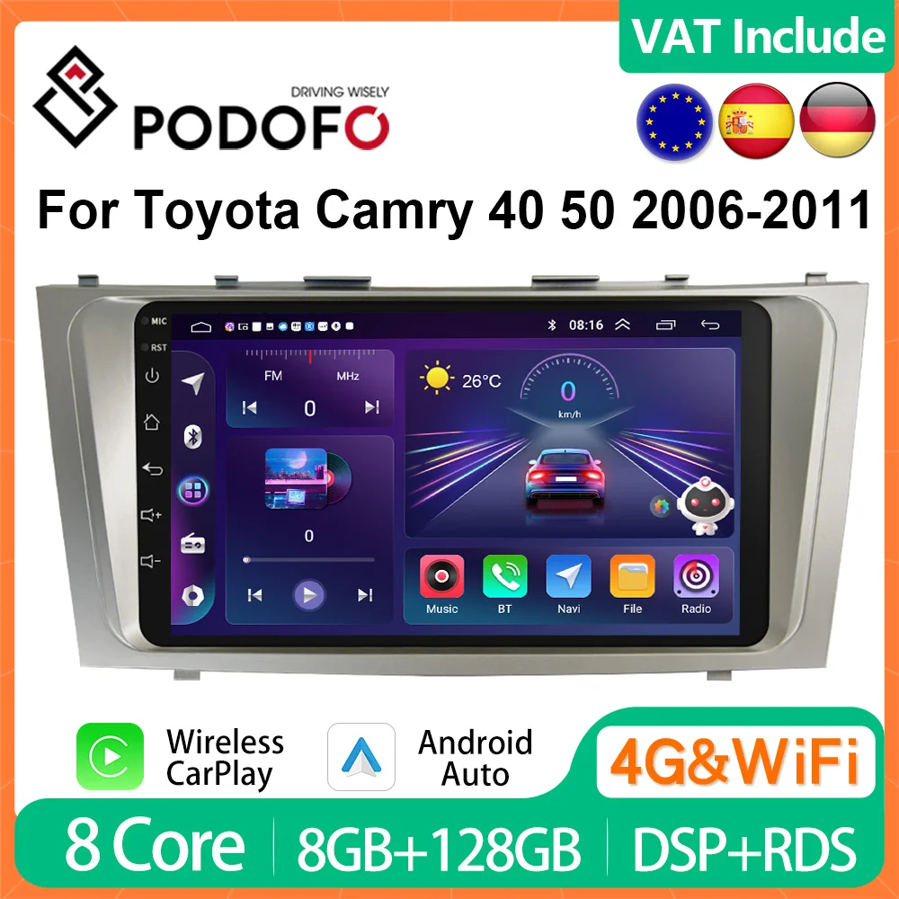 Podofo Android Rádio Do Carro Para Toyota Camry 7 XV 40 50 2006 2011 Multimedia Player 2 din ...
