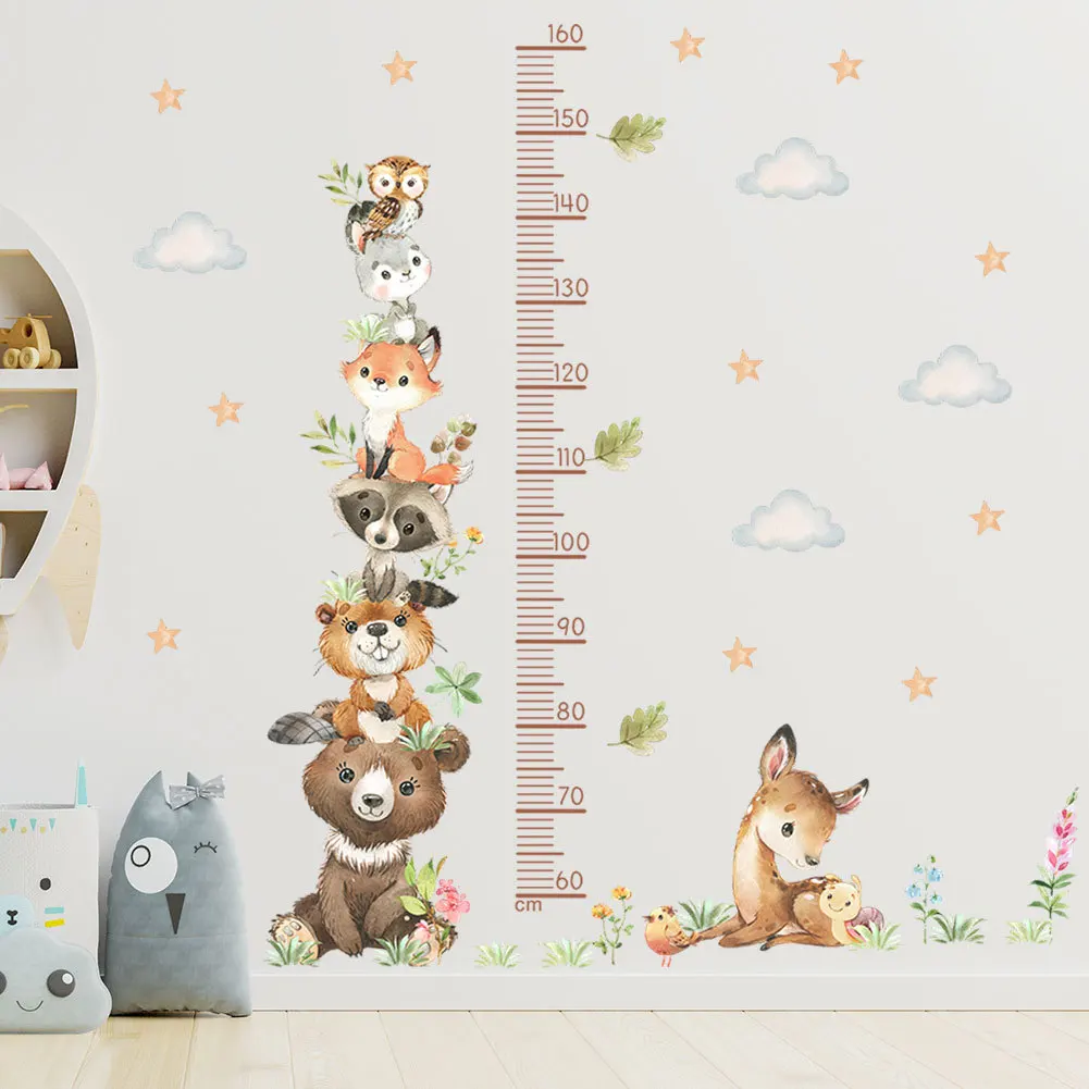 Cute-Forest-Animals-Height-Measure-Wall-Stickers-for-Kids-Boys-Girls ...