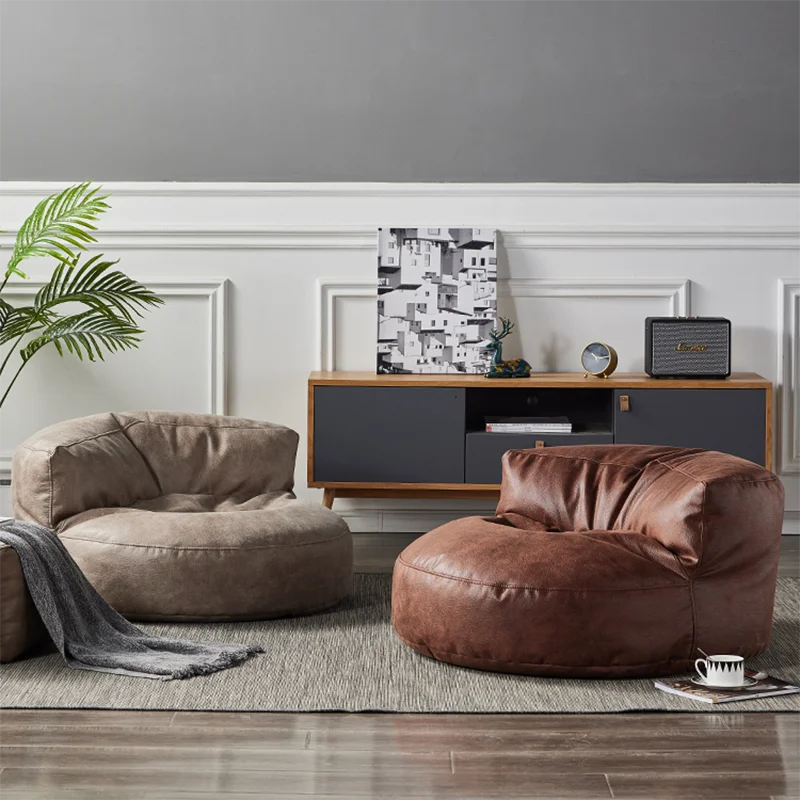 Floor Lazy Puff Living Room Sofas Bed Bean Bag Luxury Nordic Leather ...