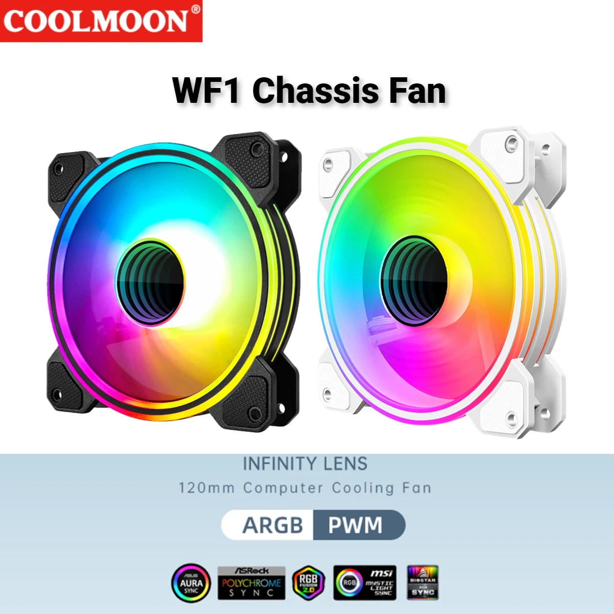 COOLMOON-WF1-120mm-Chassis-Cooler-Radiator-4Pin-PWM-Silent-Case-Cooling ...