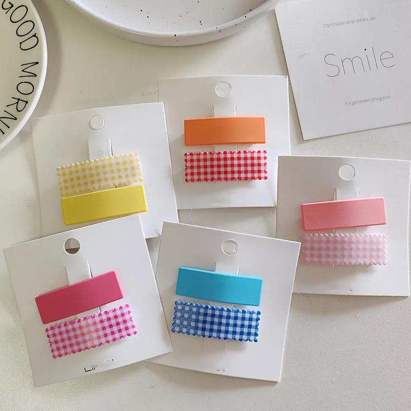 2pc-Korean-Cute-Colorful-Plaid-BB-Hairpin-Hair-Side-Clips-for-Girls ...