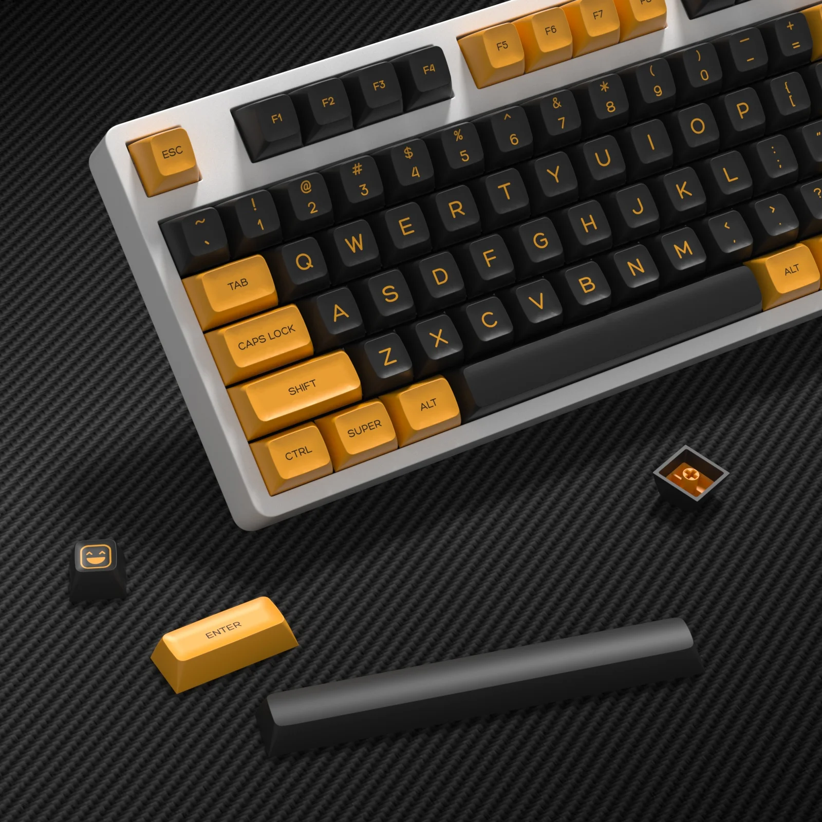 KBDiy-142Keys-PBT-Black-and-Yellow-Keycap-Set-Double-Shot-SA-Profile ...
