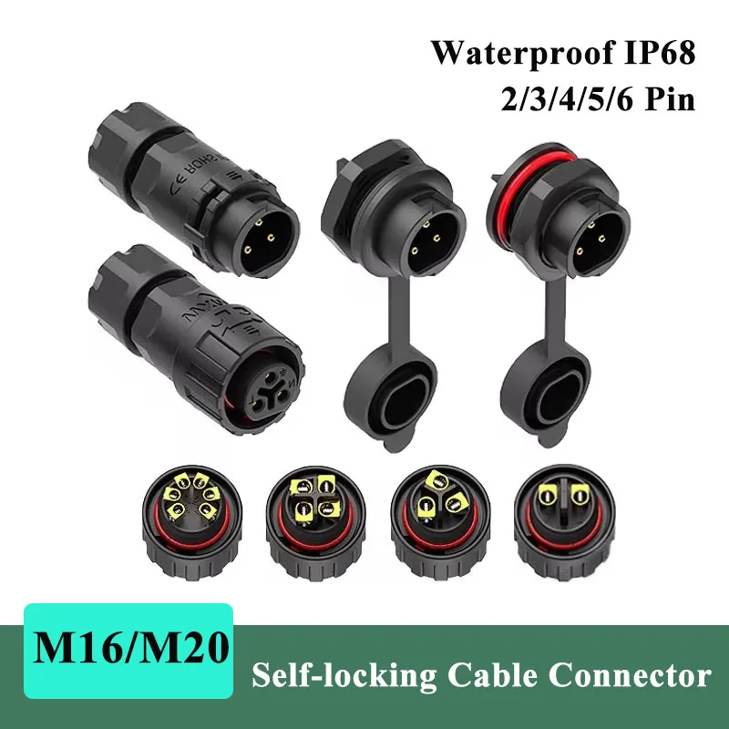 Waterproof M20 M16 Self-locking Cable Connector IP67 Solderless 2 3 4 5 ...