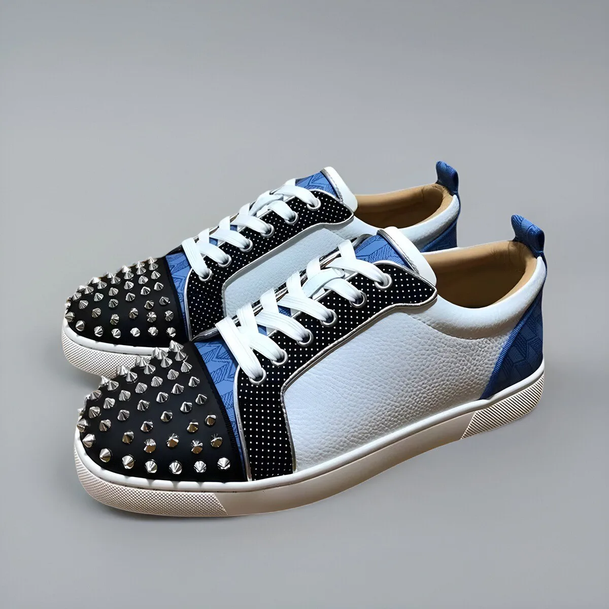 Luxury-Graffiti-Low-Top-Red-Bottom-Shoes-For-Men-Trainers-Spiked-White ...