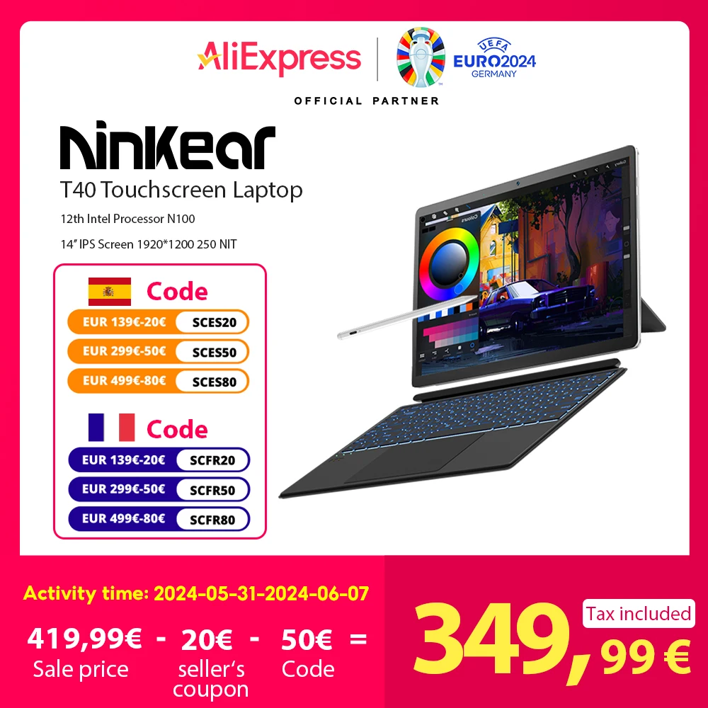 Ninkear-Laptop-T40-2-in-1-TouchScreen-Laptop-14-IPS-Intel-N100-16GB ...