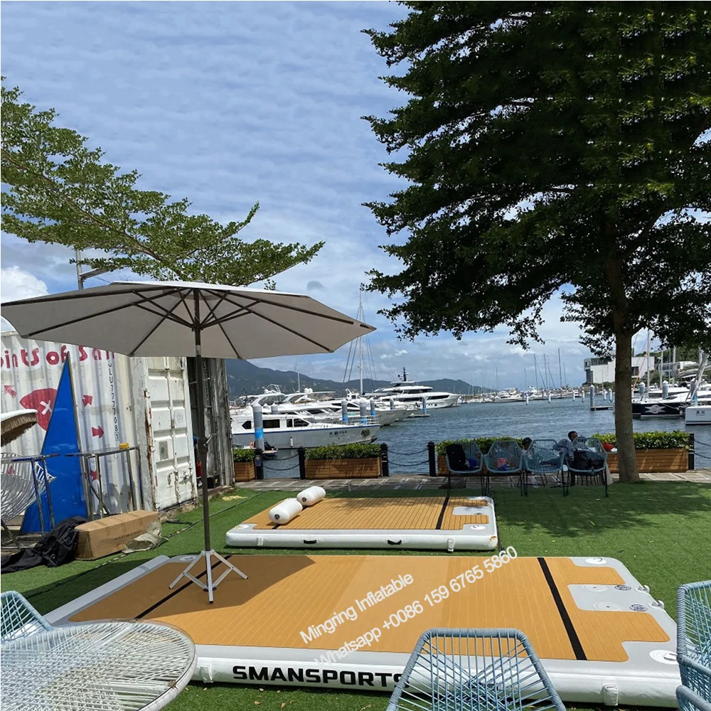 Commercial Inflatable Floating Dock Platform Raft with Non-Slip Surface Yoga Island Bed