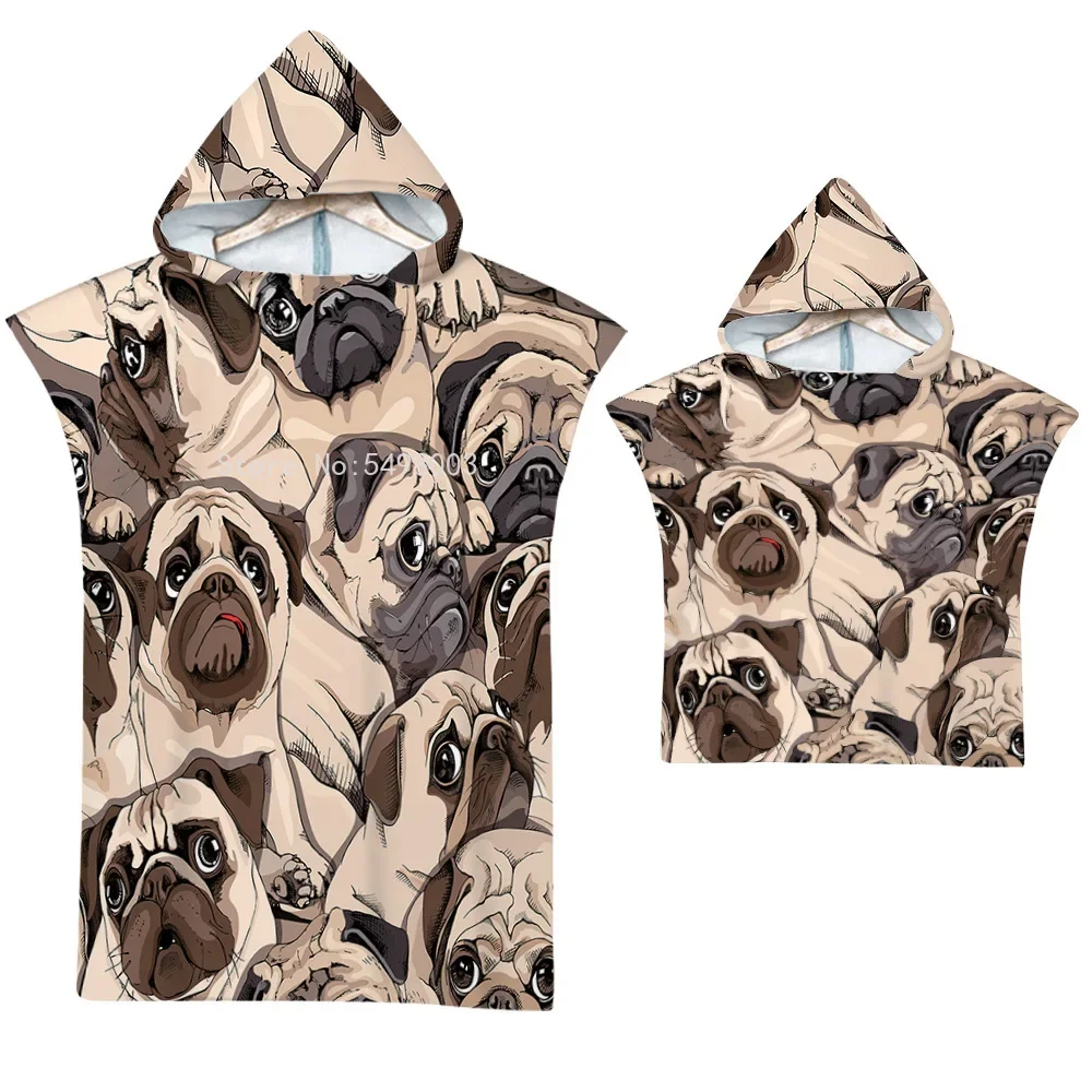 Colorful-Pug-Hooded-Bath-Towel-Animal-Pug-Dog-Pattern-Beach-Towel ...