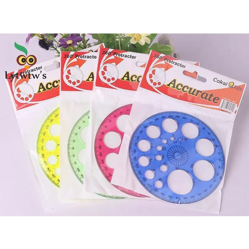 1 Pcs Stationery 360 Degree Round Ruler Transparent Circle Office ...