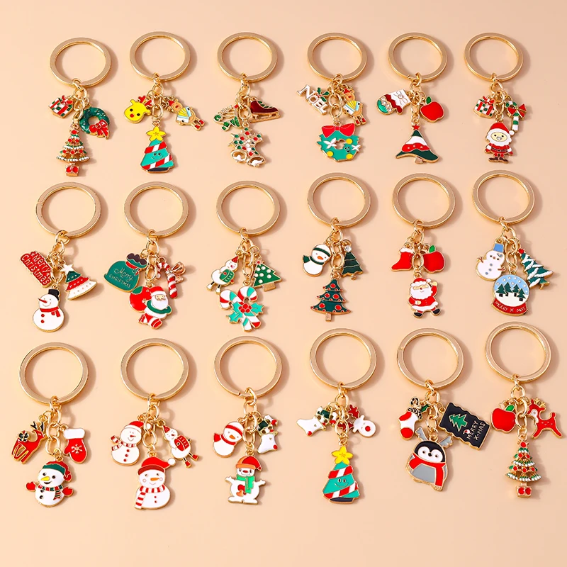 New-Enamel-Christmas-Keychain-Snowman-Santa-Claus-Key-Rings-for-Car-Key ...
