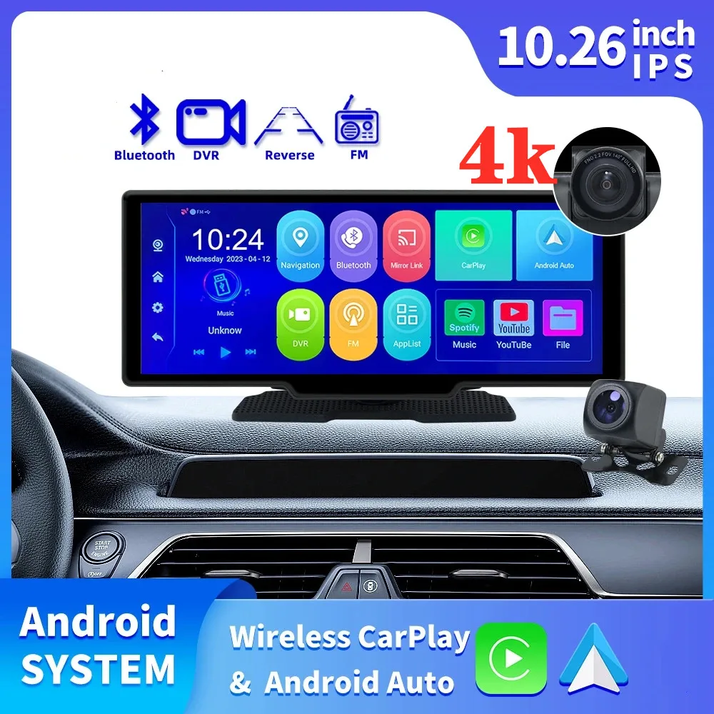 Car-Dash-Cam-Front-and-Rear-Cameras-4K-1080P-WiFi-CarPlay-Android-Auto ...