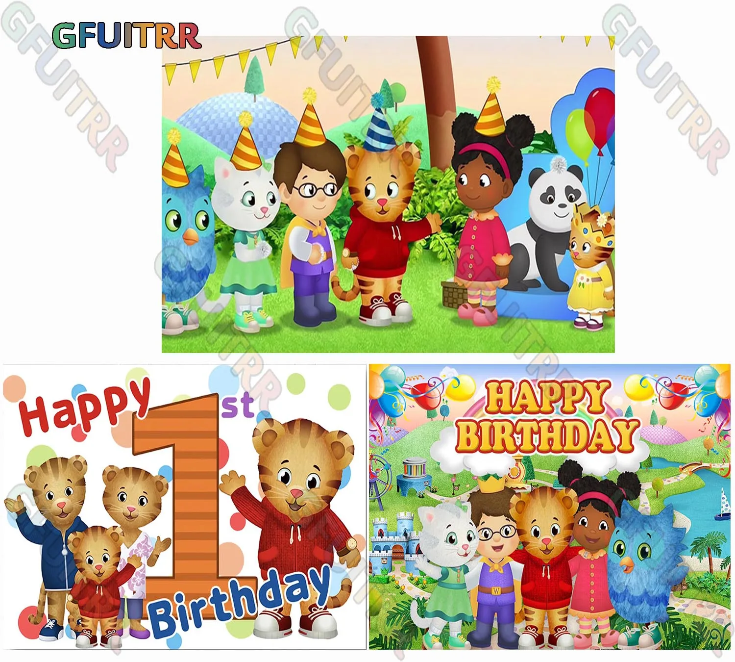 Cartoon-Daniel-Tiger-Backdrop-Kid-Birthday-Party-Decoration-Background ...