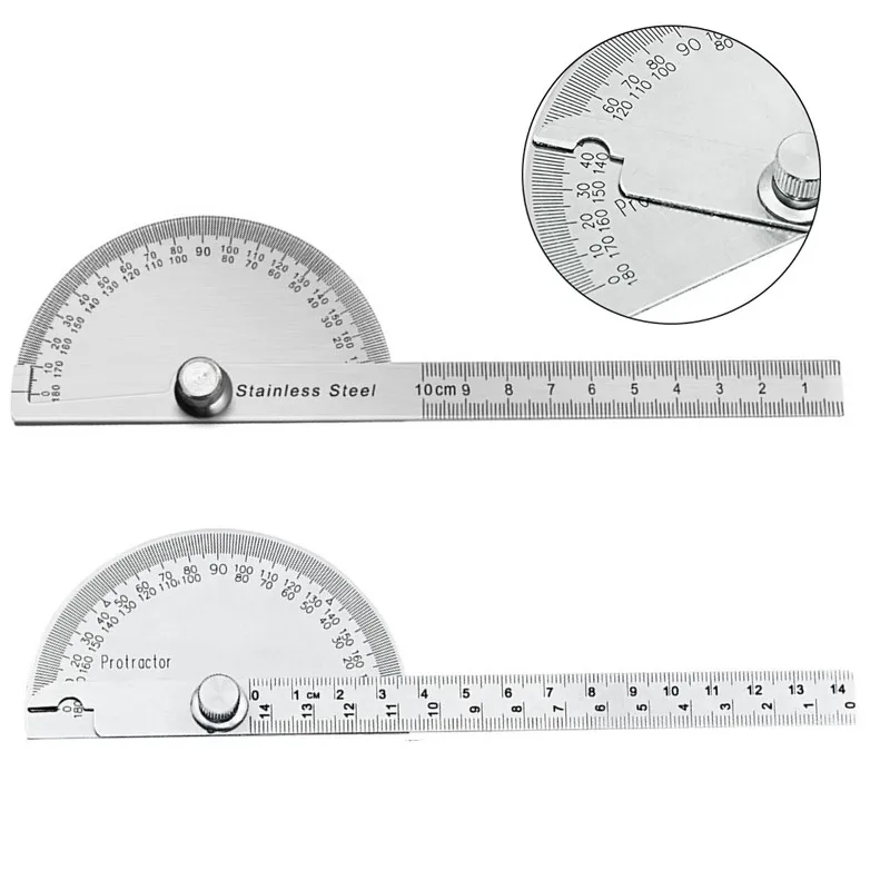 0 180 Degree Adjustable Protractor Stainless Steel Angle Gauge Ruler ...