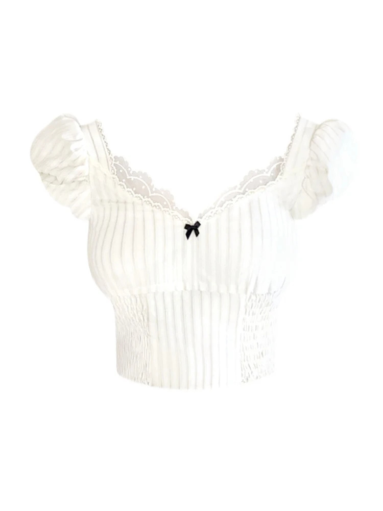 Summer-Women-French-Vintage-Cute-Lace-Crop-Top-Ballet-Core-T-Shirts ...