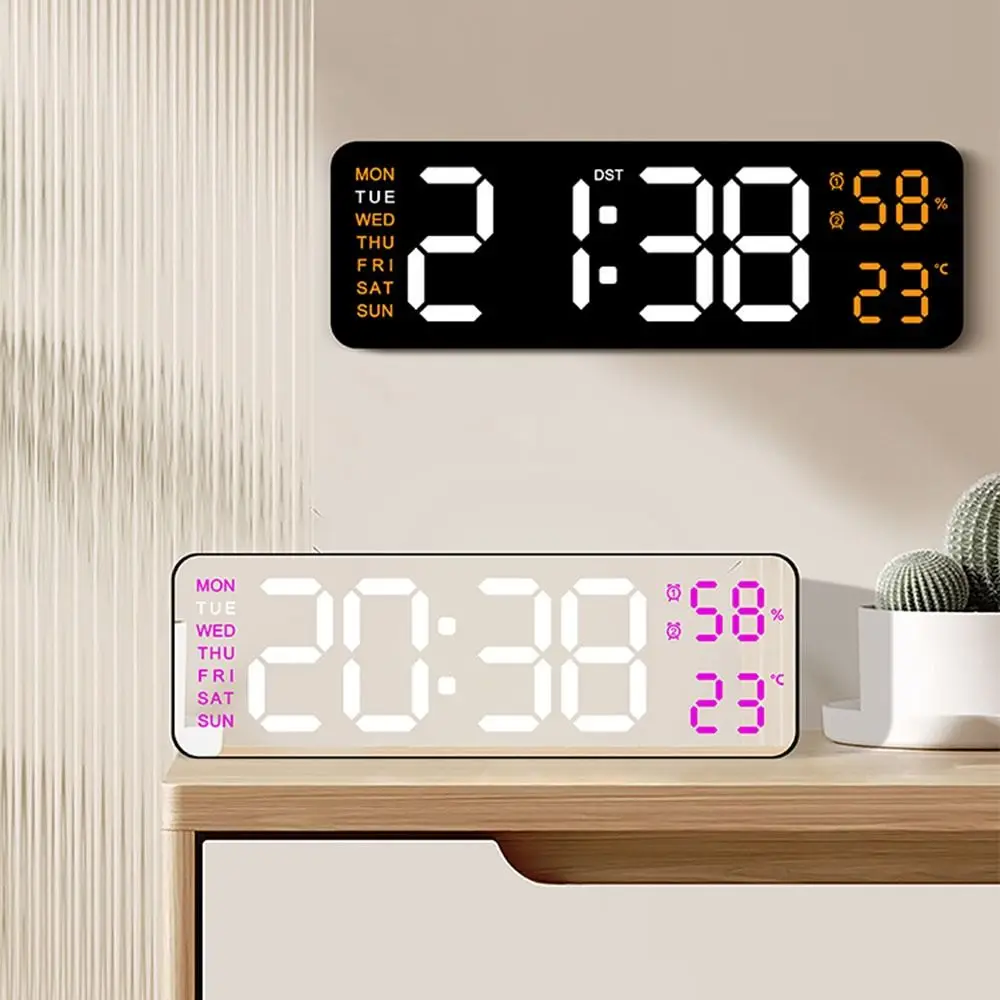Electronic-Wall-Clock-Temperature-Date-Display-Table-Clock-Wall-mounted ...