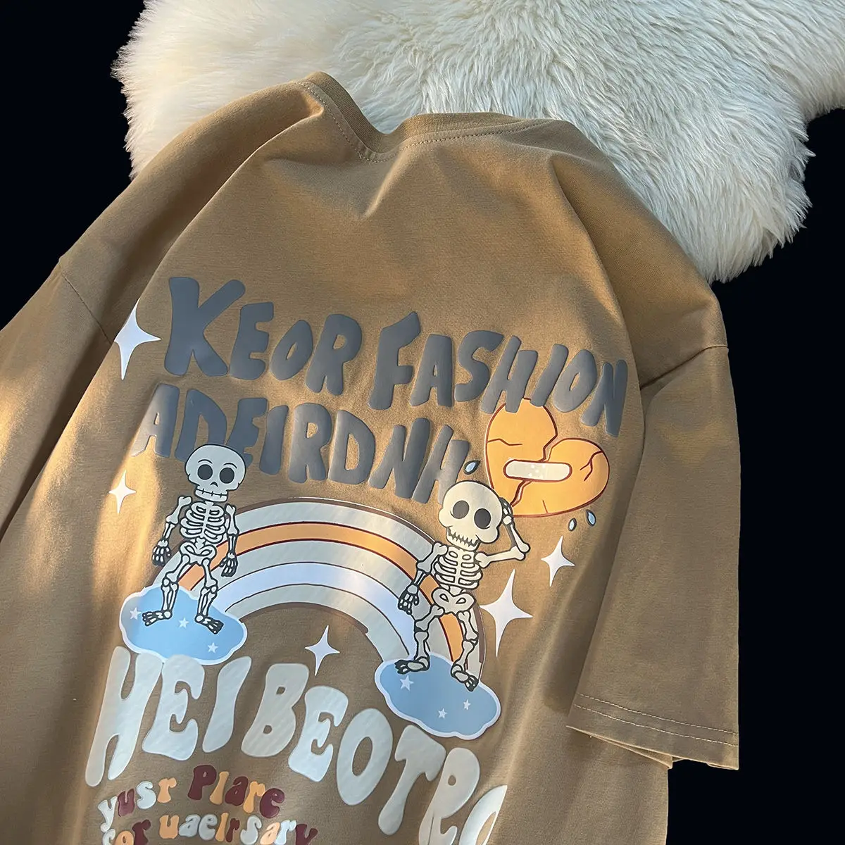 American style retro street short sleeved t shirt Men and women fashion ...