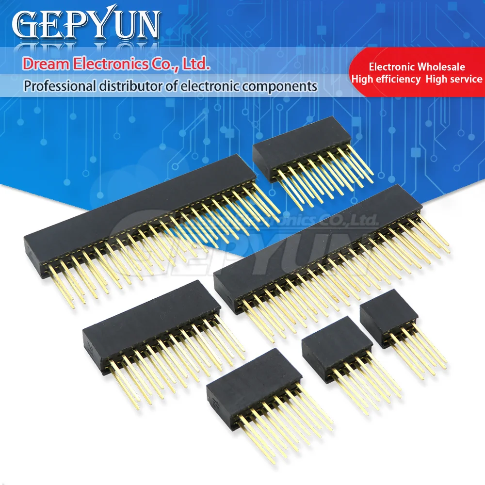 10PCS 2.54mm Double Row Female Long Pin 11mm Breakaway PCB Board Pin Header Socket Connector 2x3 ...
